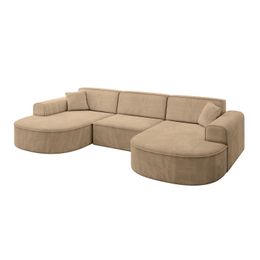 WOHNLANDSCHAFT MARI-U1 - 303x171x79 cm Taupe Velours