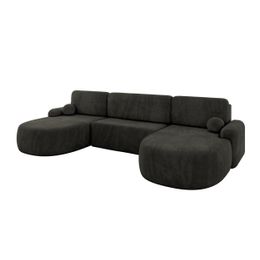 WOHNLANDSCHAFT mit Schlaffunktion und Bettkasten LIRA-U - 335x172x89 Schwarz