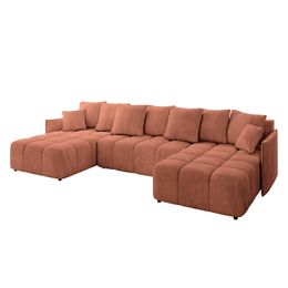 WOHNLANDSCHAFT LONLI-U 355x189x68 Apricot Velours