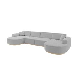 WOHNLANDSCHAFT MARI-U2-v1 - 388x171x83 cm Hellgrau Boucl&eacute;