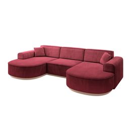 WOHNLANDSCHAFT MARI-U1-v1 - 303x171x83 cm Bordeaux Velours