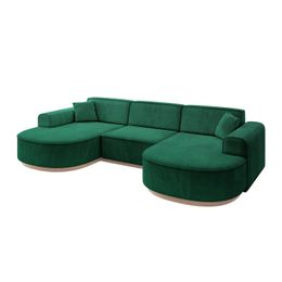 WOHNLANDSCHAFT MARI-U1-v1 - 303x171x83 cm Gr&uuml;n Velours