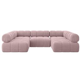 WOHNLANDSCHAFT modulares Sofa Garvo-U1 - 285x190x70 cm Rosa Cord