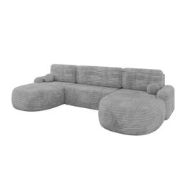 WOHNLANDSCHAFT mit Schlaffunktion und Bettkasten LIRA-U - 335x172x89 Hellgrau