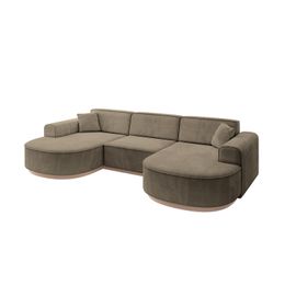 WOHNLANDSCHAFT MARI-U1-v1 - 303x171x83 cm Dunkelbraun Velours
