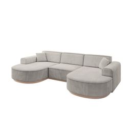 WOHNLANDSCHAFT MARI-U1-v1 - 303x171x83 cm Hellbraun Velours