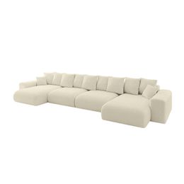 WOHNLANDSCHAFT mit Schlaffunktion ESKAR-U2-464x176x72cm Beige