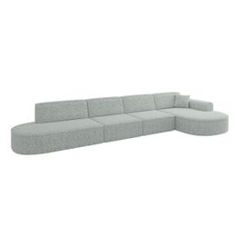 ECKSOFA Ottomane Rechts MARI-L3 - 413x171x79 cm Gr&uuml;n Tissu