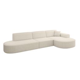 ECKSOFA Ottomane Rechts MARI-L2 - 328x171x79 cm Creme Tissu