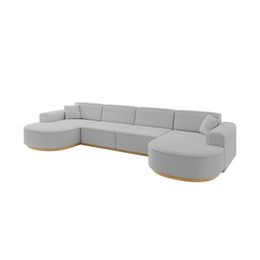 WOHNLANDSCHAFT MARI-U2-v2 - 388x171x83 cm Hellgrau Boucl&eacute;