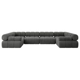 WOHNLANDSCHAFT modulares Sofa Birno-U2 - 380x190x70 cm Dunkelgrau Velours