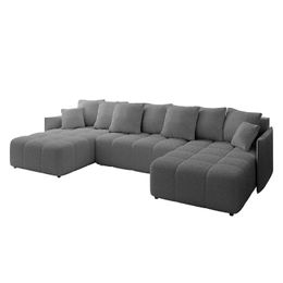 WOHNLANDSCHAFT LONLI-U 355x189x68 Grau Boucl&eacute;