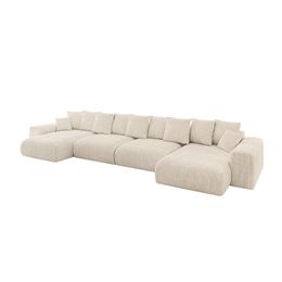 WOHNLANDSCHAFT mit Schlaffunktion ESKAR-U2-464x176x72cm Beige