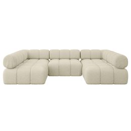 WOHNLANDSCHAFT modulares Sofa Garvo-U1 - 285x190x70 cm Beige Boucl&eacute;