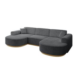 WOHNLANDSCHAFT MARI-U1-v2 - 303x171x83 cm Dunkelgrau Cord