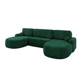 WOHNLANDSCHAFT mit Schlaffunktion und Bettkasten LIRA-U - 335x172x89 Gr&uuml;n