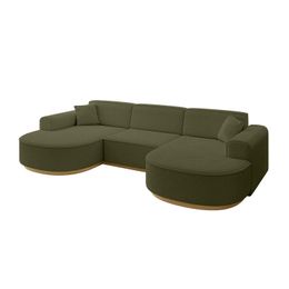 WOHNLANDSCHAFT MARI-U1-v2 - 303x171x83 cm Gr&uuml;n Boucl&eacute;