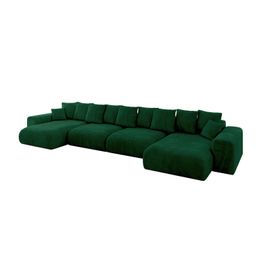WOHNLANDSCHAFT mit Schlaffunktion ESKAR-U2-464x176x72cm Gr&uuml;n