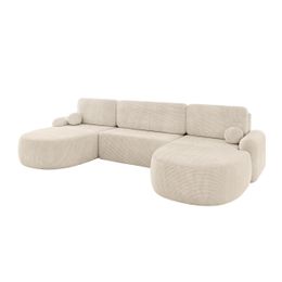 WOHNLANDSCHAFT mit Schlaffunktion und Bettkasten LIRA-U - 335x172x89 Beige