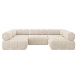 WOHNLANDSCHAFT modulares Sofa Garvo-U1 - 285x190x70 cm Beige Cord