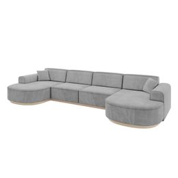WOHNLANDSCHAFT MARI-U2-v1 - 388x171x83 cm Grau Velours