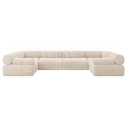WOHNLANDSCHAFT modulares Sofa Birno-U2 - 380x190x70 cm Beige Cord