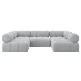 WOHNLANDSCHAFT modulares Sofa Garvo-U1 - 285x190x70 cm Grau Cord