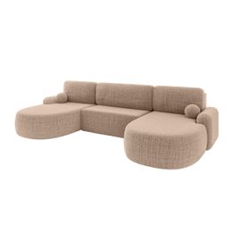 WOHNLANDSCHAFT mit Schlaffunktion und Bettkasten LIRA-U - 335x172x89 Dunkelbeige