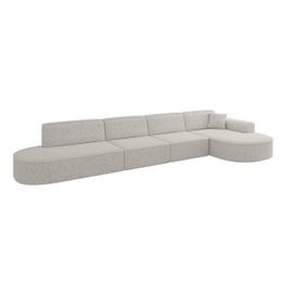 ECKSOFA Ottomane Rechts MARI-L3 - 413x171x79 cm Hellgrau Tissu