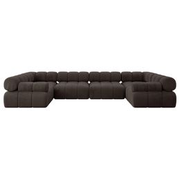 WOHNLANDSCHAFT modulares Sofa Birno-U2 - 380x190x70 cm Braun Velours