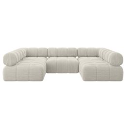 WOHNLANDSCHAFT modulares Sofa Garvo-U1 - 285x190x70 cm Creme Cord