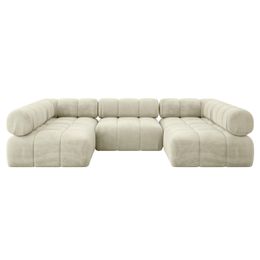 WOHNLANDSCHAFT modulares Sofa Garvo-U1 - 285x190x70 cm Beige Velours