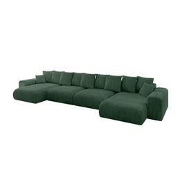 WOHNLANDSCHAFT mit Schlaffunktion ESKAR-U2-464x176x72cm Gr&uuml;n