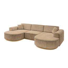 WOHNLANDSCHAFT MARI-U1-v2 - 303x171x83 cm Taupe Velours