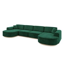 WOHNLANDSCHAFT MARI-U2-v1 - 388x171x83 cm Gr&uuml;n Velours