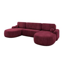 WOHNLANDSCHAFT mit Schlaffunktion und Bettkasten LIRA-U - 335x172x89 Bordeauxrot