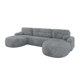 WOHNLANDSCHAFT mit Schlaffunktion und Bettkasten LIRA-U - 335x172x89 Dunkelgrau