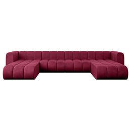 WOHNLANDSCHAFT modulares Sofa Joren-U2 - 410x177x70 cm Bordeauxrot