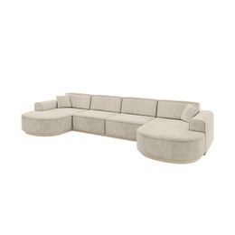 WOHNLANDSCHAFT MARI-U2-v1 - 388x171x83 cm Ecru Velours