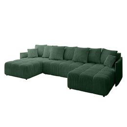 WOHNLANDSCHAFT LONLI-U 355x189x68 Gr&uuml;n Cord