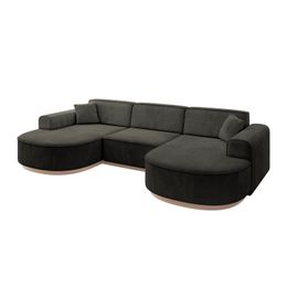 WOHNLANDSCHAFT MARI-U1-v1 - 303x171x83 cm Schwarz Velours