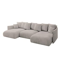WOHNLANDSCHAFT mit Schlaffunktion und Bettkasten ONESK-U 317x177x72 Hellbraun Velours