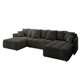 WOHNLANDSCHAFT LONLI-U 355x189x68 Schwarz Velours