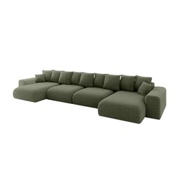 WOHNLANDSCHAFT mit Schlaffunktion ESKAR-U2-464x176x72cm Gr&uuml;n