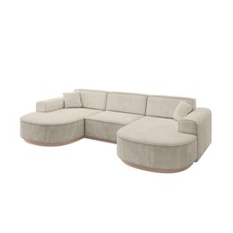 WOHNLANDSCHAFT MARI-U1-v1 - 303x171x83 cm Ecru Velours