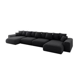 WOHNLANDSCHAFT mit Schlaffunktion ESKAR-U2-464x176x72cm Schwarz