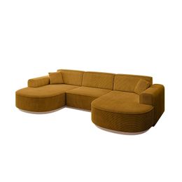 WOHNLANDSCHAFT MARI-U1-v1 - 303x171x83 cm Senfgelb Cord