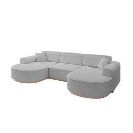 WOHNLANDSCHAFT MARI-U1-v1 - 303x171x83 cm Hellgrau Boucl&eacute;