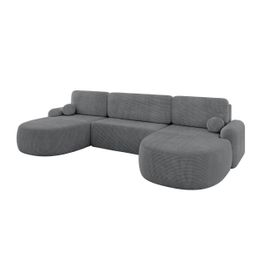 WOHNLANDSCHAFT mit Schlaffunktion und Bettkasten LIRA-U - 335x172x89 Dunkelgrau