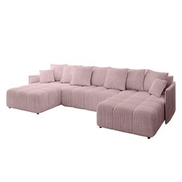 WOHNLANDSCHAFT LONLI-U 355x189x68 Rosa Cord